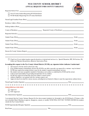 Fillable Online County Variance Request Form Fax Email Print - pdfFiller