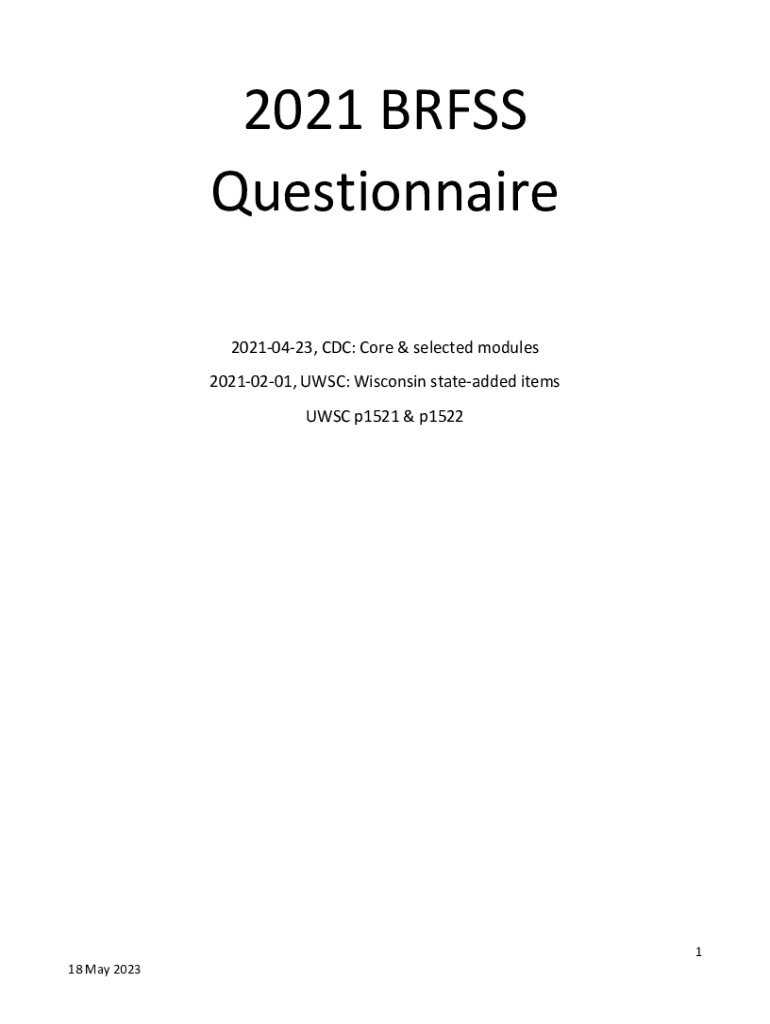 Fillable Online Questionnaires 2021 Modules by State by Data Set ...