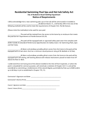 Fillable Online Residential Pool Safety Notice. Acknowledgement of pool ...