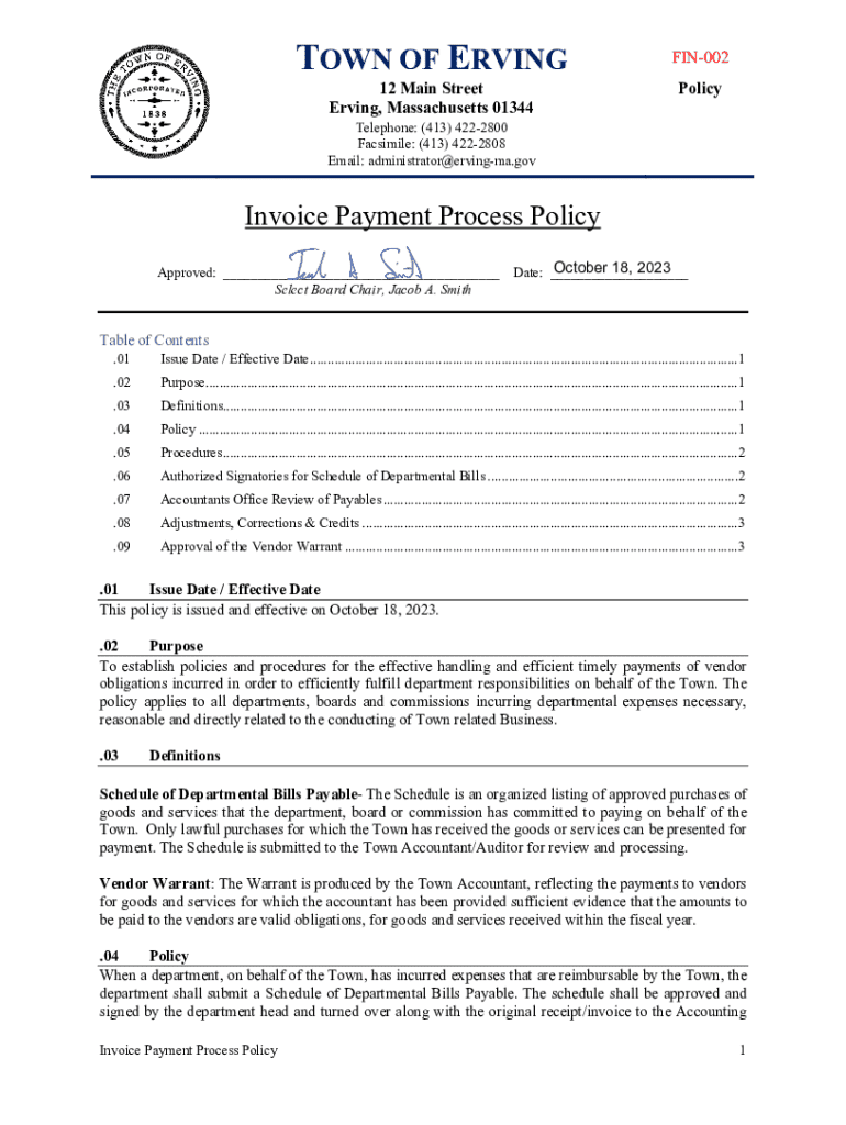 Fillable Online Invoice Payment Process Policy. Client Matter 29886 ...