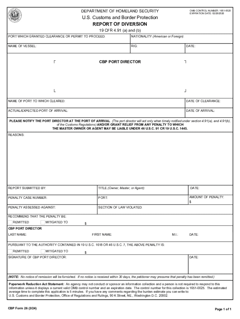 2024 DHS CBP Form 26 Fill Online, Printable, Fillable, Blank - pdfFiller