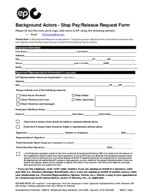 Fillable Online BGStop Pay Reissue Form Fax Email Print - pdfFiller