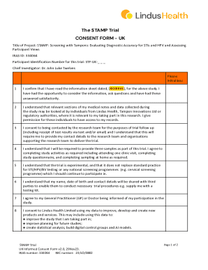Fillable Online STAMP - PARTICIPANT INFORMATION SHEET (PIS) - UK Fax ...