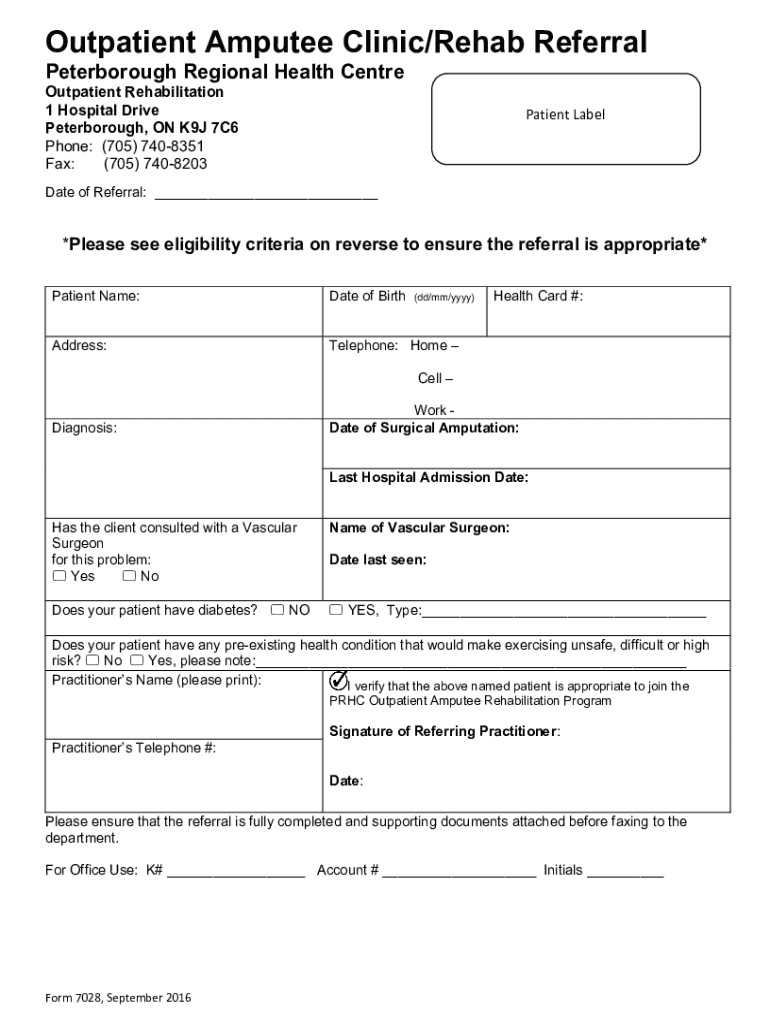 Fillable Online Pulmonary, Stroke, Amputee and Hand Rehabilitation Fax Email Print - pdfFiller