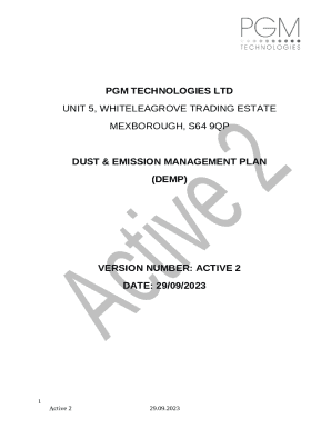 Example Dust and Emissions Management Plan Version 10 Doc Template ...