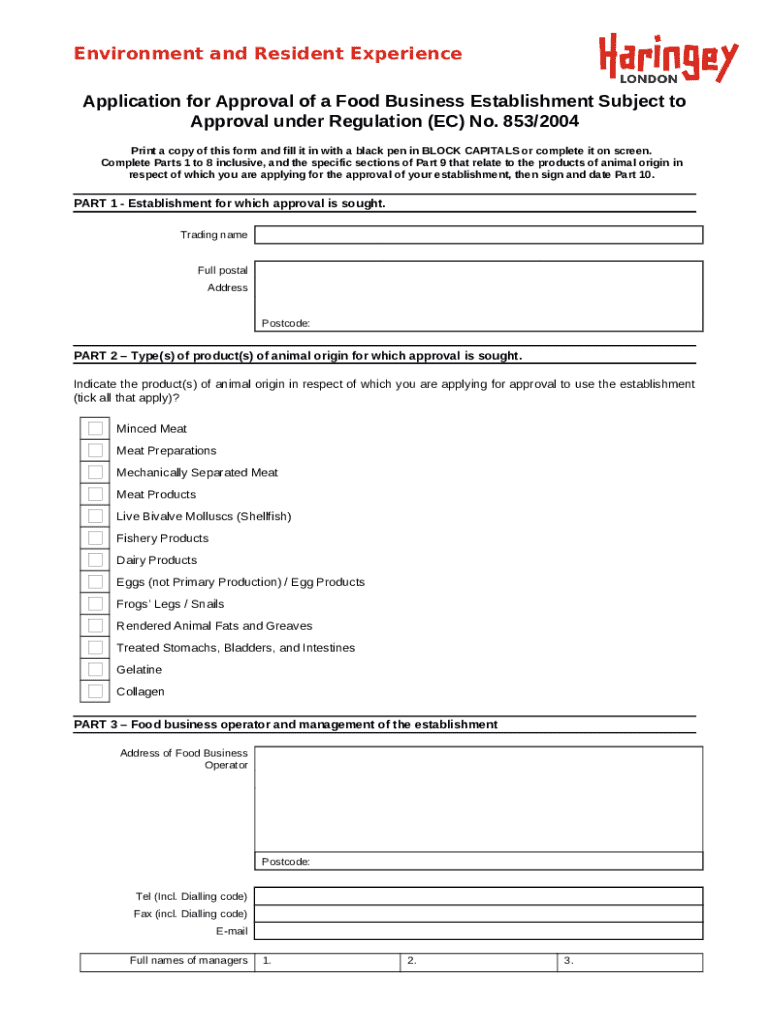 Application Pack For the Approval of a Food Business ... Doc Template | pdfFiller