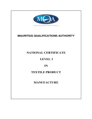 Fillable Online mqa govmu NATIONAL CERTIFICATE LEVEL 3 IN TEXTILE ...