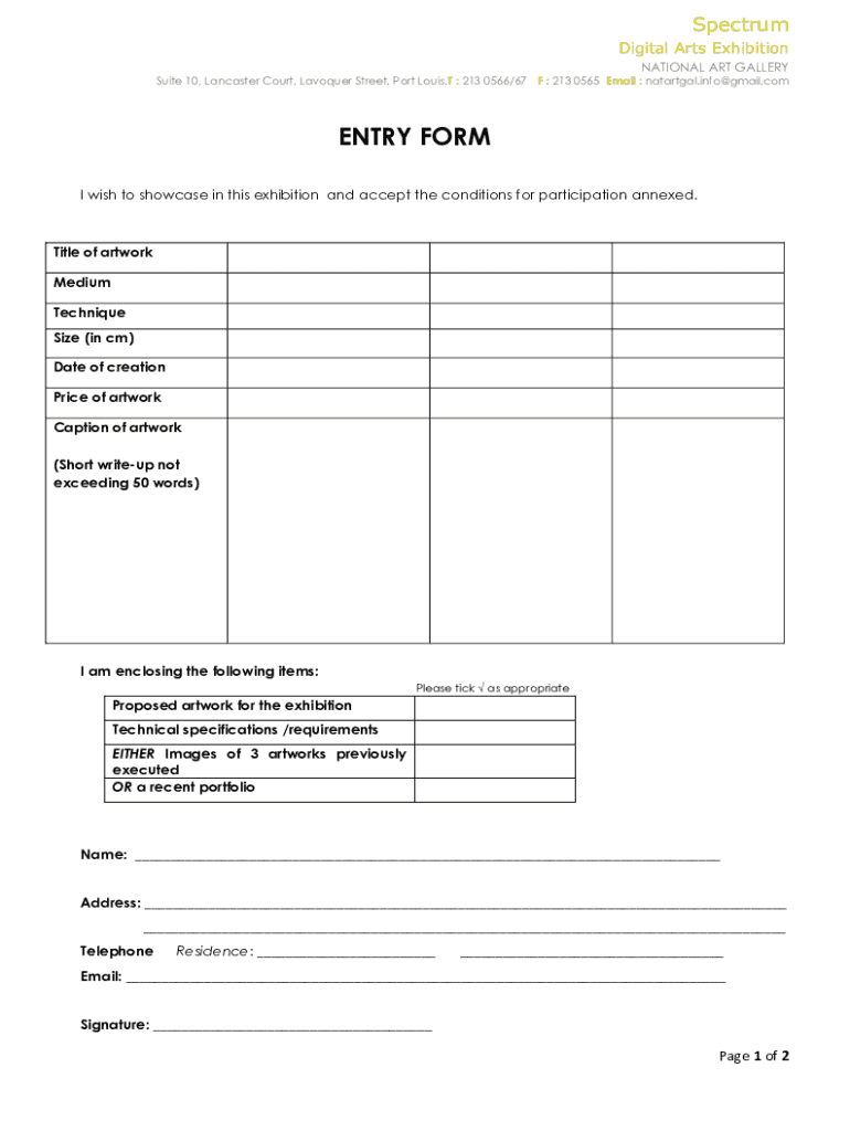 Fillable Online Digital-Art-Exhibition-Spectrum-Entry-Form. ... Fax Email Print - pdfFiller