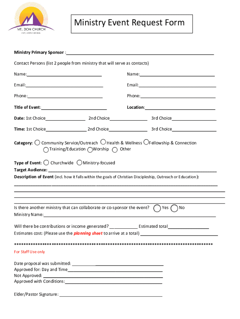 Fillable Online Ministry Of Operations Event Request Form Template Fax Email Print - pdfFiller