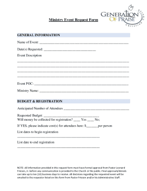 Fillable Online Ministry Event Request Form Fax Email Print - pdfFiller