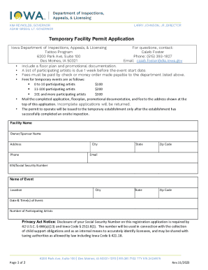Fillable Online Temporary Facility Permit Application Fax Email Print ...