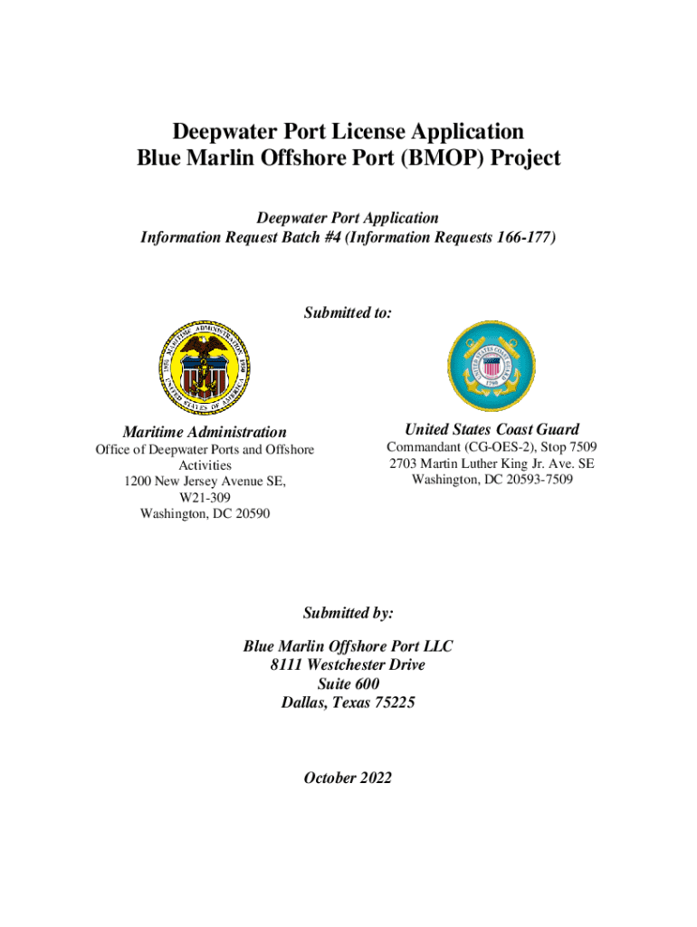 Fillable Online Deepwater Port License Application Blue Marlin Offshore ...