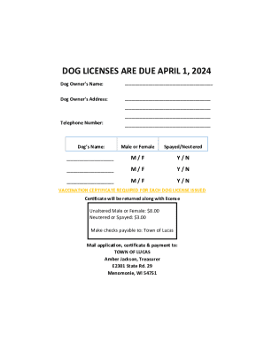 Fillable Online Dog License Form 2024 Fax Email Print - pdfFiller