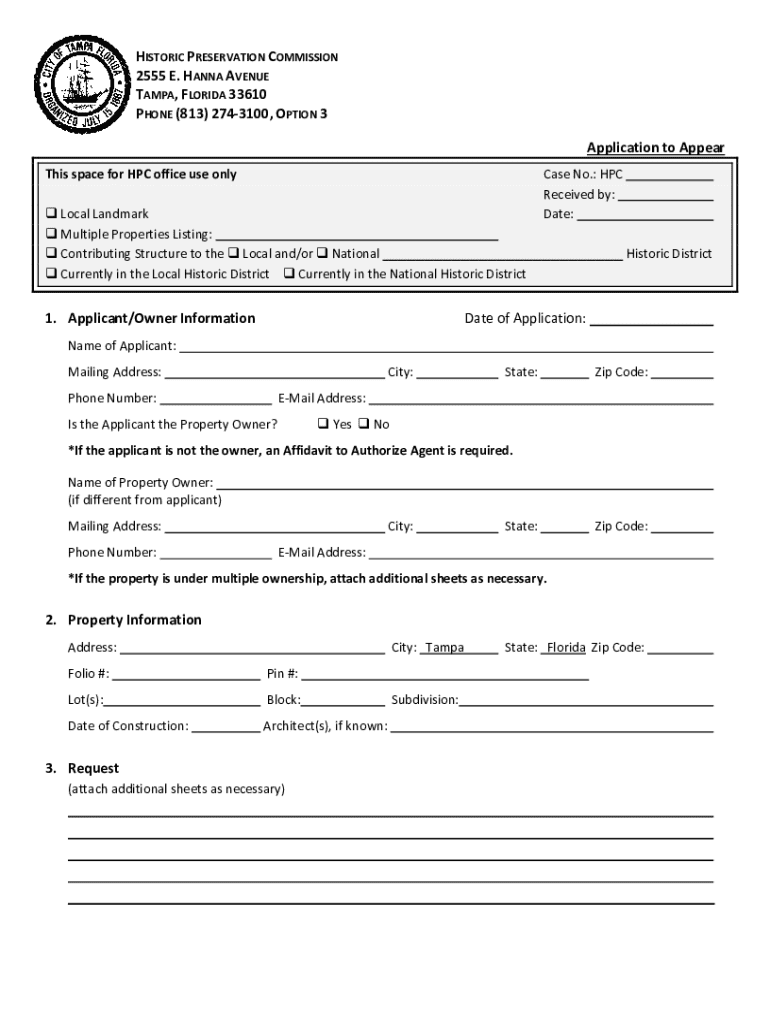 Fillable Online Application to Appear before the HPC Fax Email Print - pdfFiller