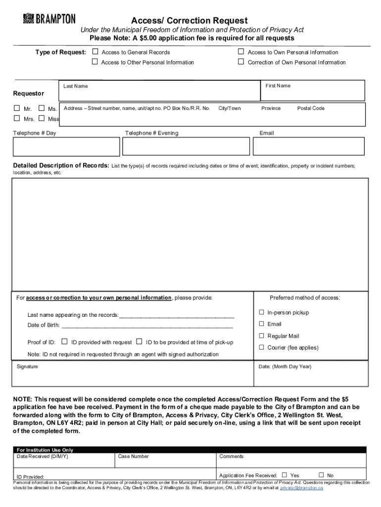Fillable Online fillable version of access / correction request form ...