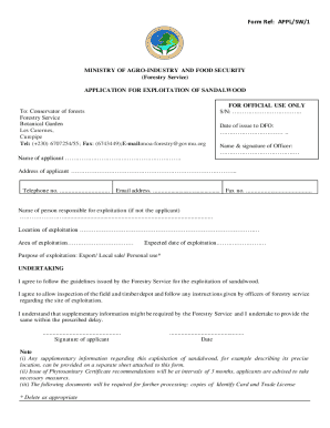 Fillable Online Form Ref: APPL/SW/1 - The Forestry Service - Govmu.org Fax Email Print - pdfFiller