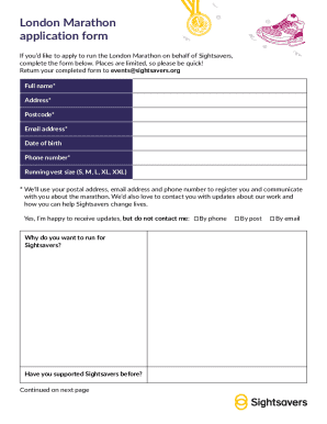 Fillable Online London Marathon application form Fax Email Print ...
