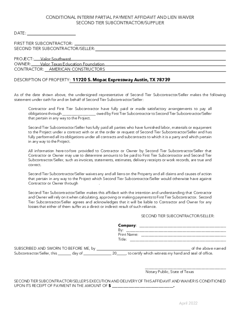 Fillable Online exhibit d-1 - subcontractor's partial lien waiverbesco Fax Email Print - pdfFiller