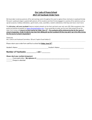 Fillable Online elem hcdsb Our Lady of Peace School 2017-18 Yearbook Order Form Fax Email Print ...