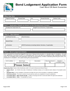 Fillable Online Bond Lodgement Application Form Fax Email Print - pdfFiller