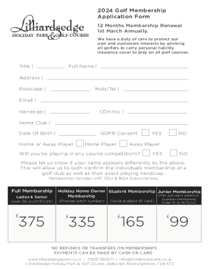 Fillable Online 2024 Golf Membership Application Form Fax Email Print ...