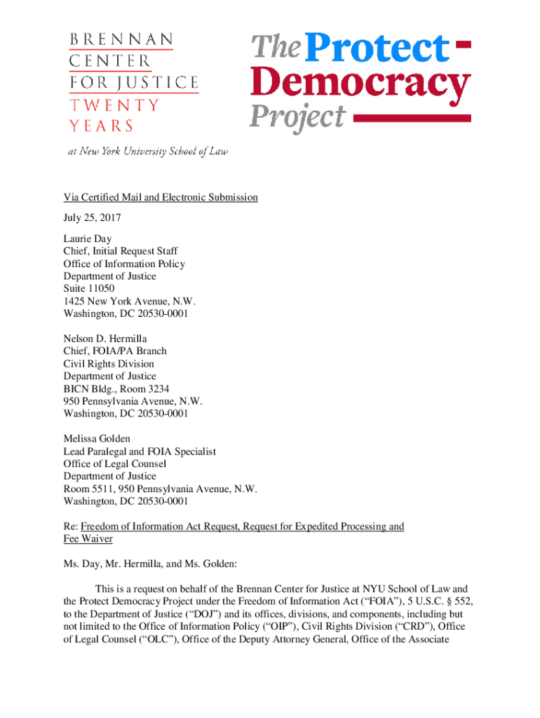 Fillable Online Department of Justice (DOJ) Freedom of Information Act ...