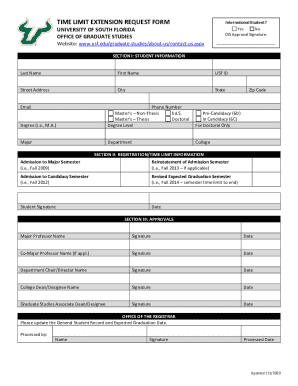 Fillable Online Fillable Online grad usf Time Limit Extension Request ...