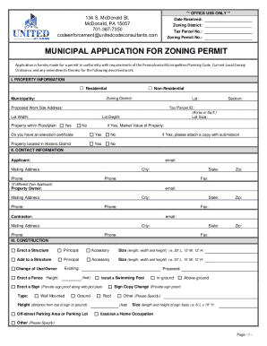 Fillable Online MUNICIPAL APPLICATION FOR ZONING PERMIT Fax Email Print ...