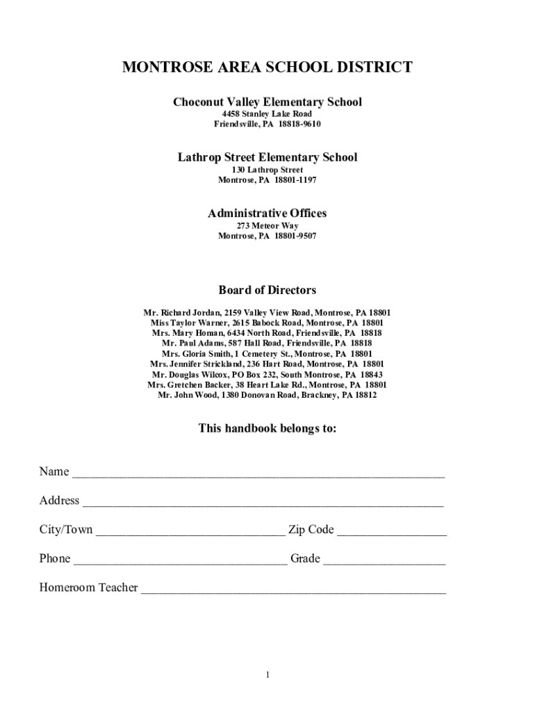 Fillable Online Principal's Message - Choconut Valley Elementary School Fax Email Print - pdfFiller