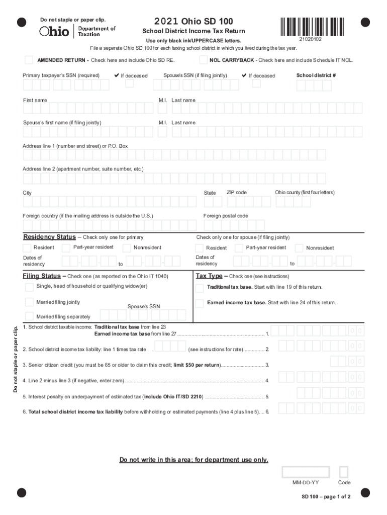 Fillable Online Desktop: Why is Ohio Form SD-100 not Printing or ...