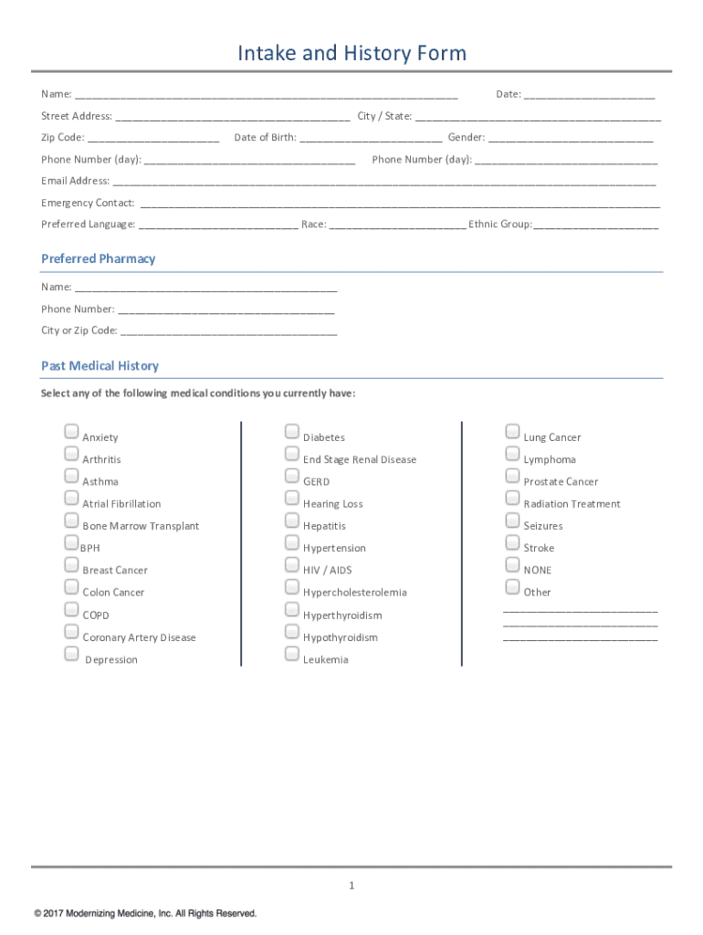 Fillable Online Patient History and Intake FormOphthalmology.docx Fax Email Print - pdfFiller