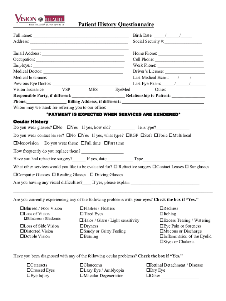 Fillable Online Patient Medical History form.pdf - Tecumseh - Scott ...