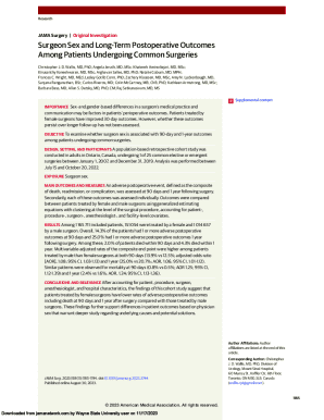 Fillable Online Surgery: Post-Op Outcomes Differ by Gender of Surgeon ...