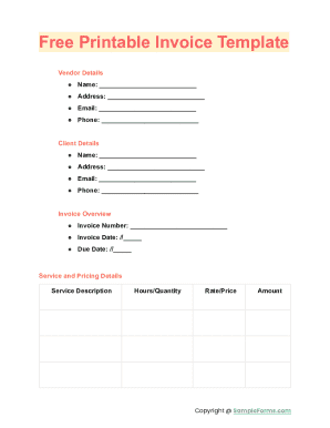 Fillable Online Free Printable Invoice Template Fax Email Print - pdfFiller