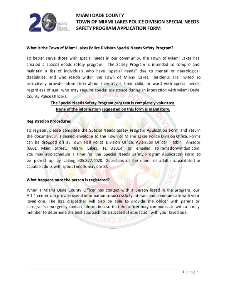 Fillable Online Special-Needs-Safety-Program-Form- ... Fax Email Print - pdfFiller