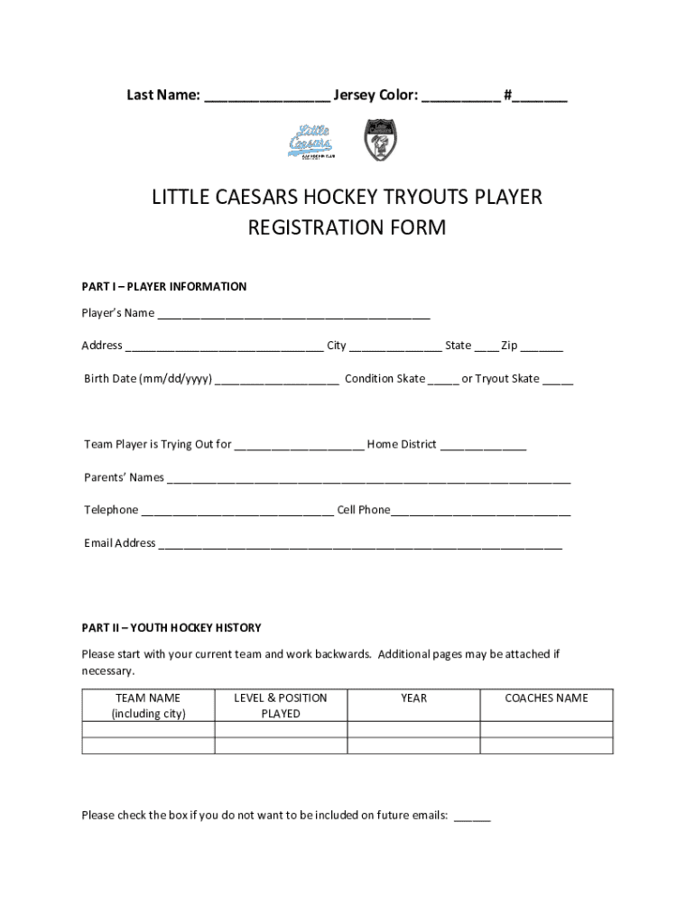 Fillable Online Spring Tryout Registration Form Fax Email Print - pdfFiller