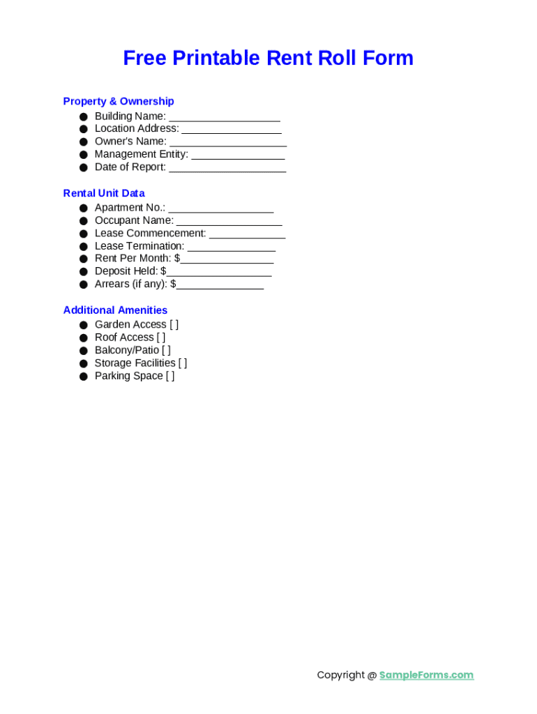 Free-Printable-Rent-Roll-.docx Doc Template | pdfFiller