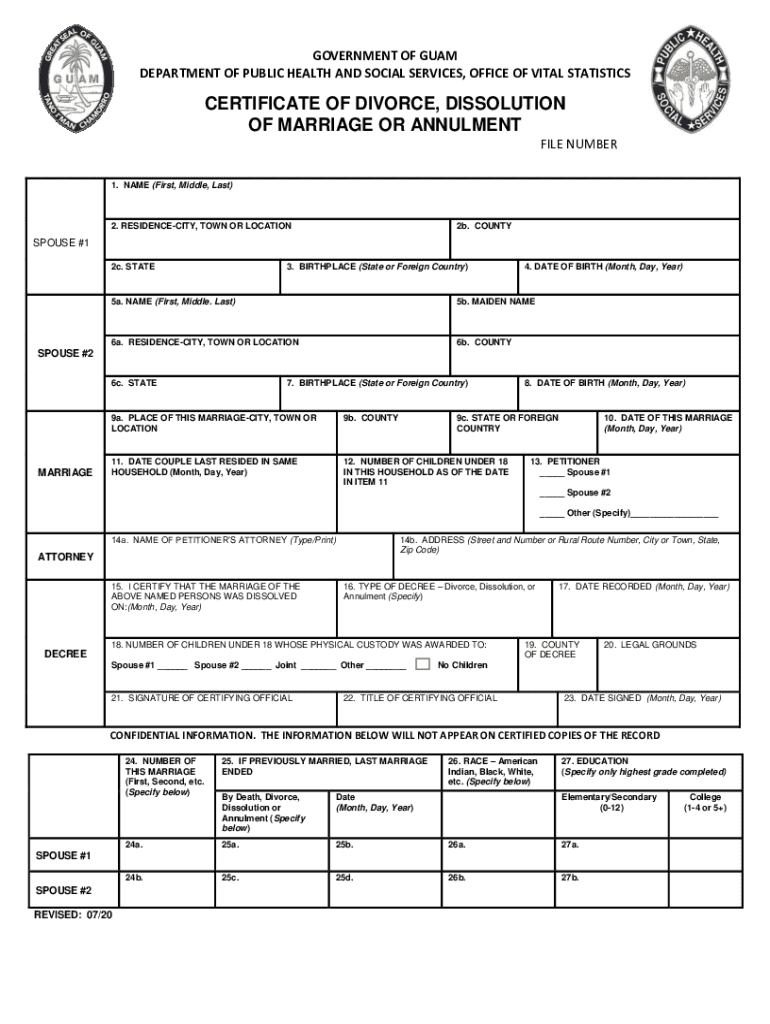 Fillable Online dphss guam DPHSS Certificate of Divorce Fax Email Print ...