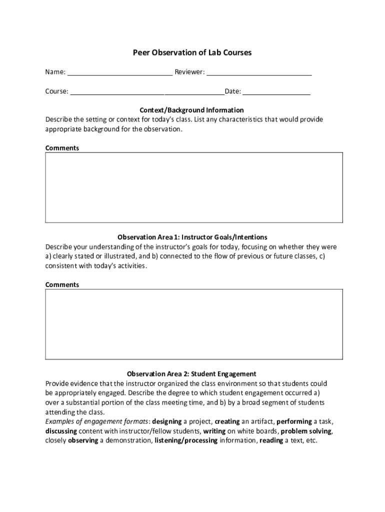 Fillable Online Peer Observation of Lab Courses Fax Email Print - pdfFiller