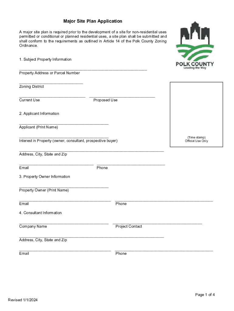 Fillable Online A major site plan is required prior to the development of a site for non ...