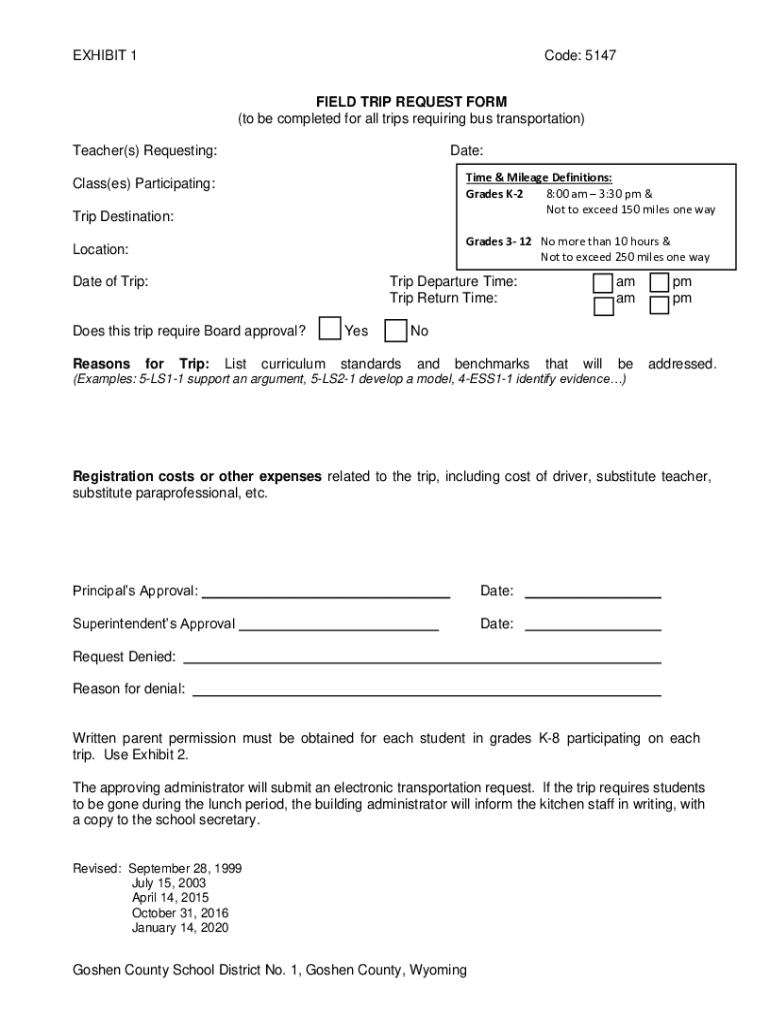 Fillable Online FIELD TRIP REQUEST FORM 2023 Fax Email Print - pdfFiller