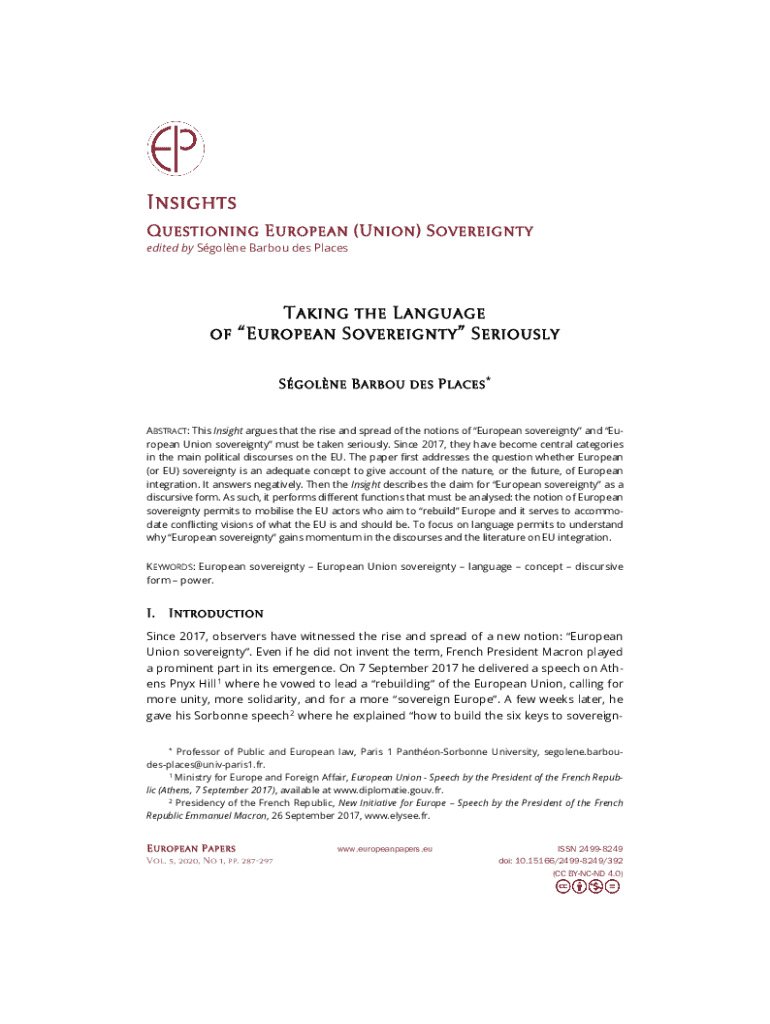 Fillable Online Taking the Language of 'European Sovereignty' Seriously ...