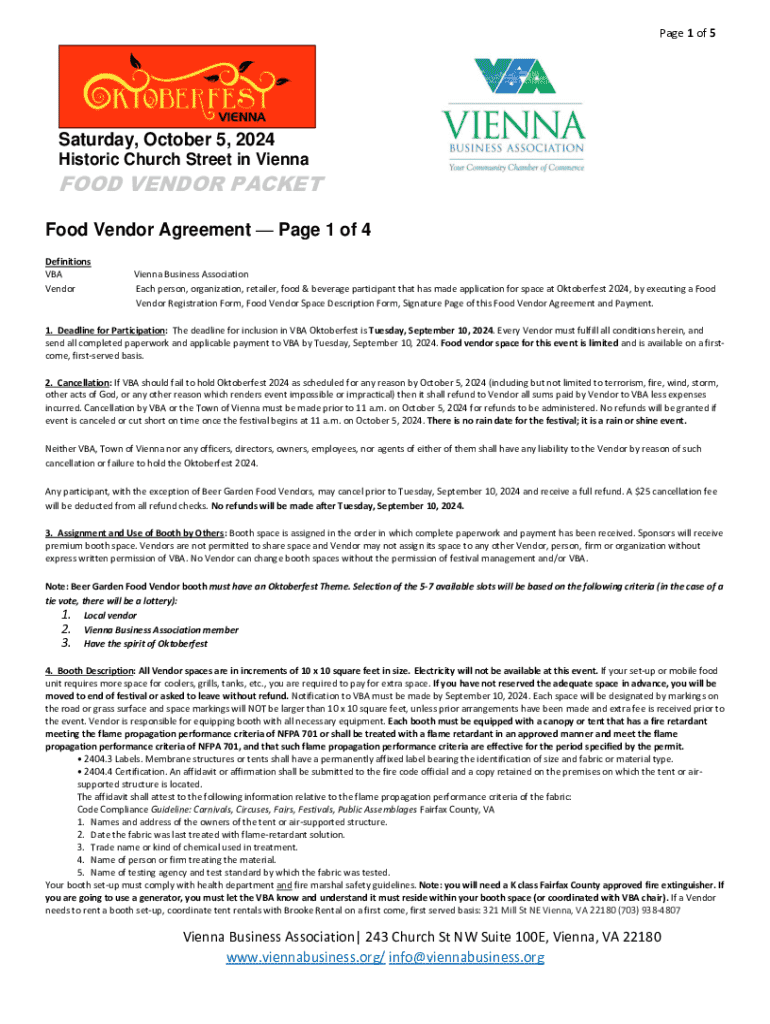 Fillable Online Food Vendor Agreement Page 1 of 4 Fax Email Print ...