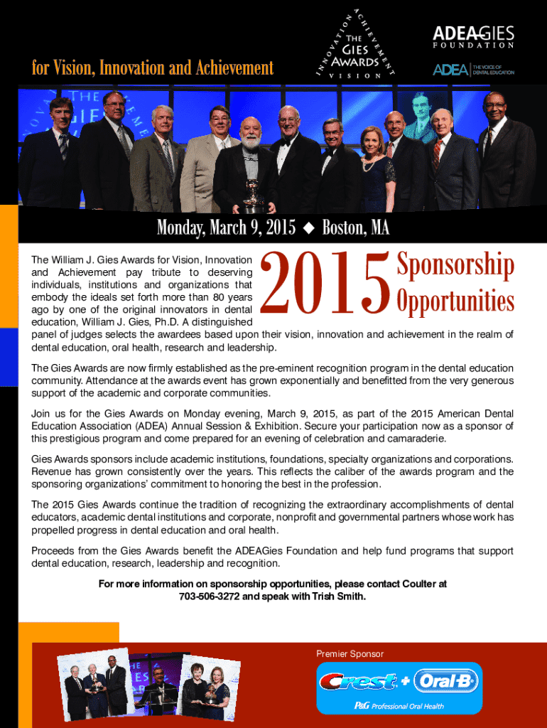 Fillable Online Fillable Online adea The William J. Gies Awards for ...