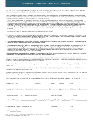 Fillable Online JA Tyler High School Volunteer Conduct Standards Form ...