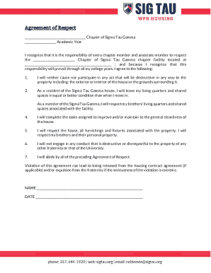 Fillable Online Agreement of Respect Fax Email Print - pdfFiller