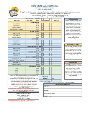 Fillable Online FIXED-ROUTE MAIL-ORDER FORM Fax Email Print - pdfFiller