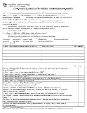 Fillable Online Family History Screening Form BREAST AND OVARIAN ...