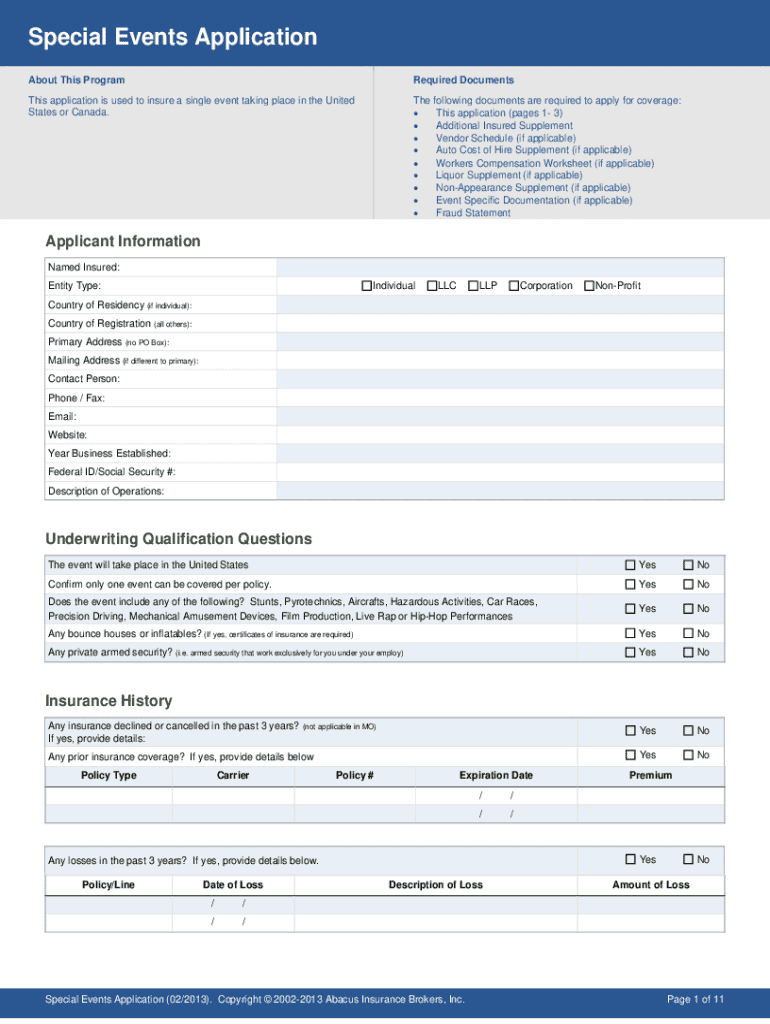 Fillable Online Special event application - Banff National Park - Parks ...