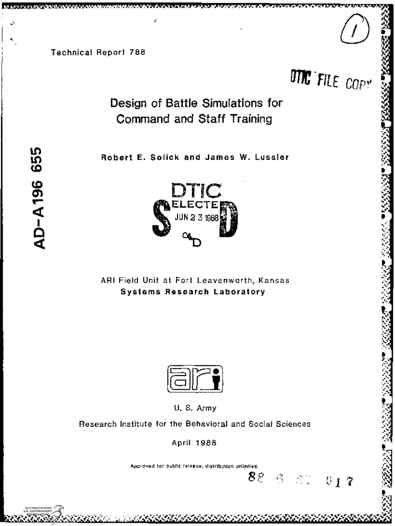 Fillable Online Design of Battle Simulations for Command and Staff ...